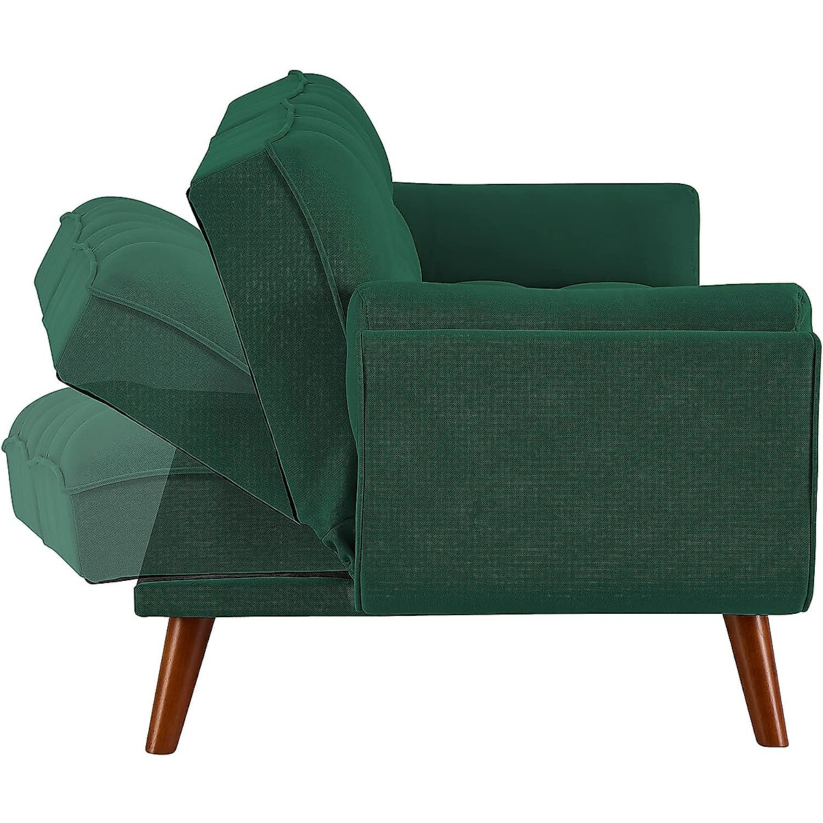 Modern Convertible Tufted Linen Upholstered Futon Sofa Daybed W/2 Pillows, Overstuffed Loveseat Sofa&Couch Comfy Nap Sleeper Couch Bed for Home Office Apartment Living Space Guest Room Furniture Sets