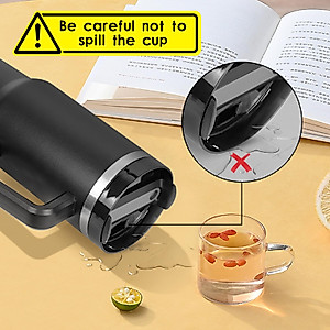 BKBY 2Pcs 40 OZ Tumbler Lid Compatible with Stanley Cup, Durablee Replacement Lids for Stanle Adventure Quencher Travel Tumbler 40 OZ, Spill-Proof Tumbler Cover (Black + Black Transparent)