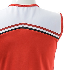 OurLore Women's High School Musical Cheerio Classic Cheerleader Athletic Sport Uniform Fancy Dress (Red, US 6-8)