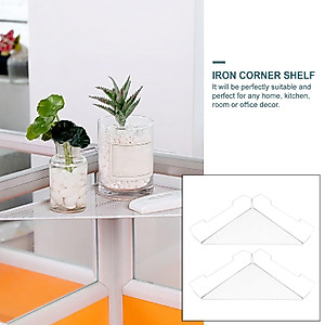 Housoutil 2PCS Corner Wall Shelf,Office Cubicle Floating Corner Shelf, Iron Desk Sundries Storage Rack Office Cubicles Hanging Corner Shelf Corner Hanging Shelf (White)