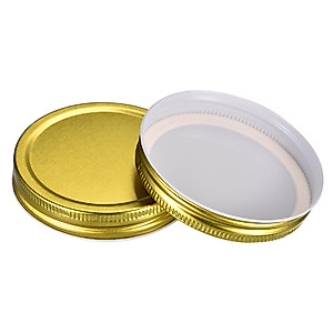 uxcell Mason Jar Lids, 24 Pcs - Tinplate Canning Lids Wide Mouth Leak Proof Fits Storage Jars (Gold)