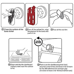 6pcs Rectangle 3M Sticky Adhesive Replacement Kit, for Magnetic Car Dashboard Phone Mount Base Sticker Parts,VIIMAKE Double Side 3M VHB Tape Adhesive Pads (Red)