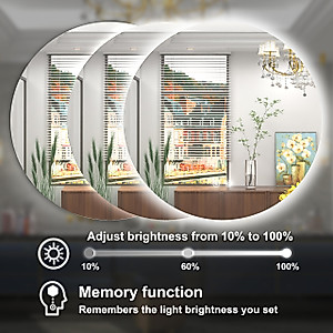 JSneijder 2-Piece LED Bathroom Mirror 36 Inch Backlit Round Mirror & 28x36 Inch Rectangular Framed Mirror, Wall Mounted Dimmable Anti-Fog