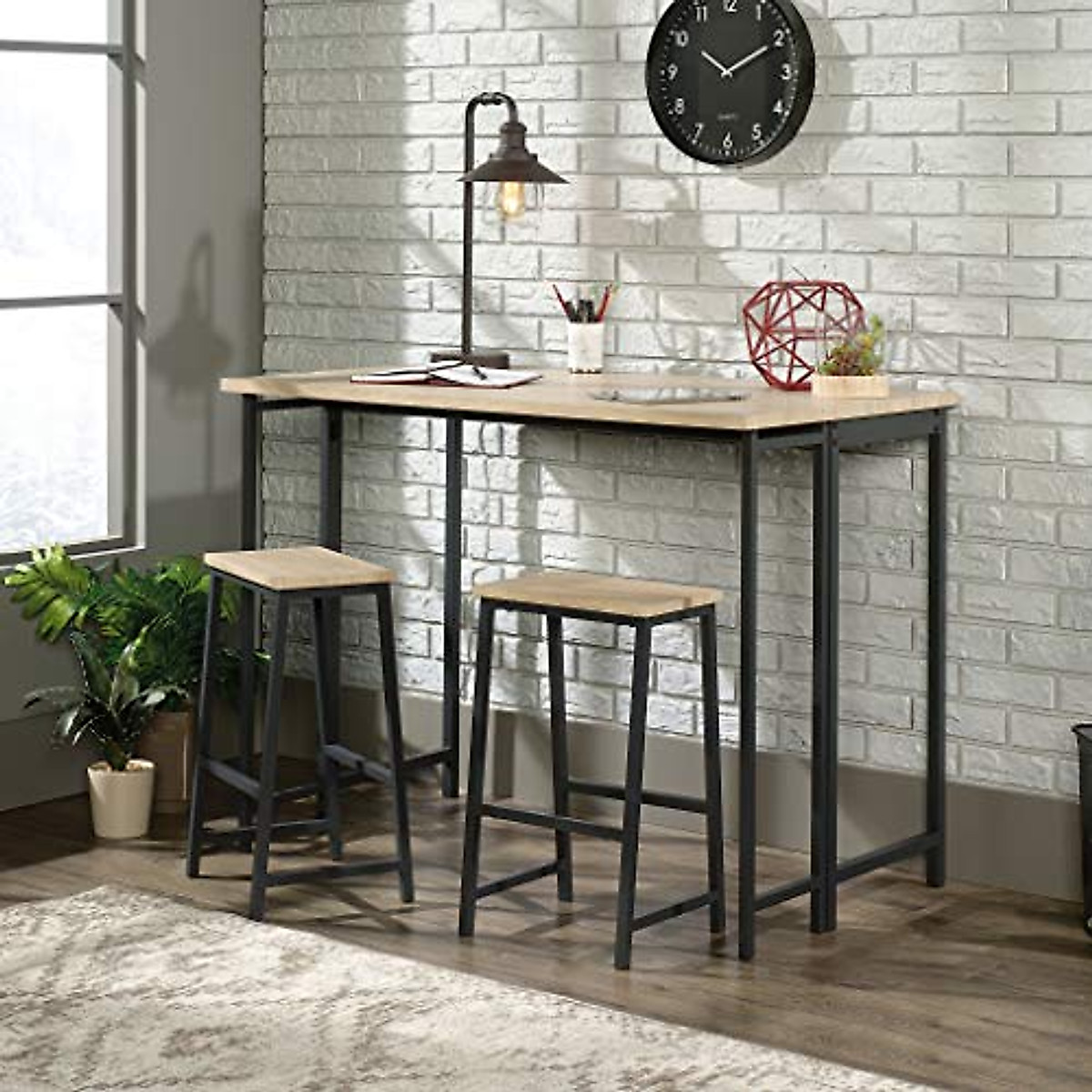 Sauder North Avenue Table with Drop Leaf, L: 47.50" x W: 28.38" x H: 36.13", Charter Oak Finish