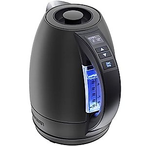 Chefman Electric Tea Kettle, 1.8 Liter Hot Water Electric Kettle Temperature Control Water Boiler with 5 Presets, Tri-Colored LED Lights, Keep Warm, Automatic Shutoff, Black