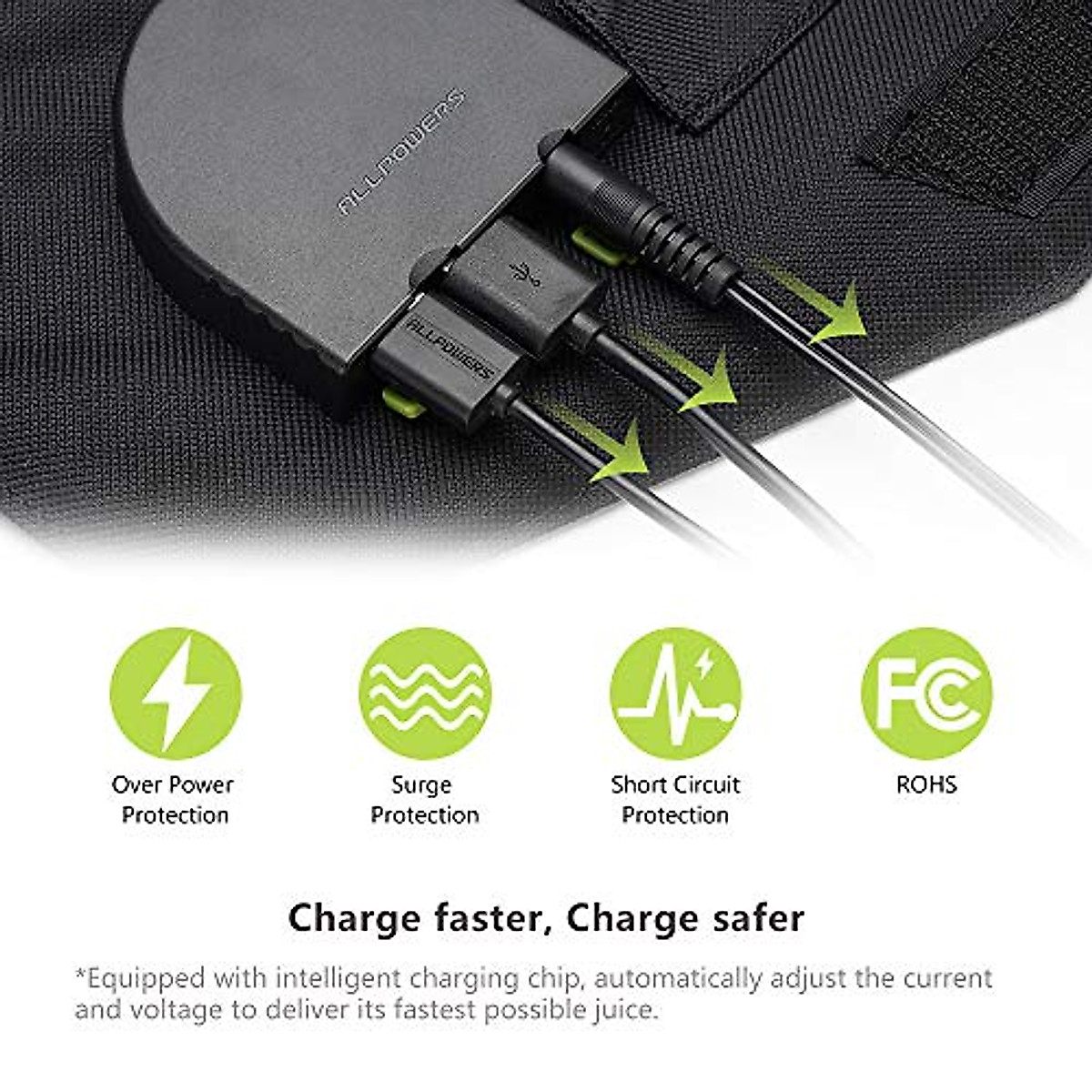 ALLPOWERS Portable Solar Panel 100W (Dual 5v USB with 18v DC Output) Monocrystalline Solar Charger Foldable Solar Panel for Laptop, Generator, 12v Car, Boat, RV Battery