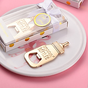 15 Pack Baby Bottle Bottle Openers for Baby Shower Favors Gifts, Baby Shower Decorations Souvenirs, Poppin Bottles Openers for Guests Gender Reveal Party Favors (White, 15)