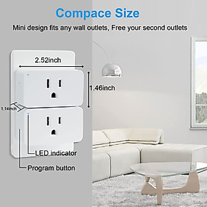 WiFi Smart Plugs 4 Pack, Smart Plugs That Work with Google Home for Voice Control Smart Outlet Plug with Timer APP Remote Control 1875W No Hub Required 2.4G Only, FCC and ETL Listed