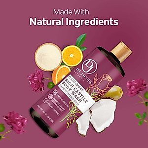 DR. JACOBS NATURALS Castile Rose All-Natural Body Wash for Moisturizing Dry and Sensitive Skin Shampoo with Plant-Based Ingredients Gluten, Preservatives-Free Formula - 32 oz, Pack of 1