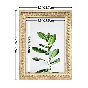 SUMGAR Boho Rattan Picture Frames 5X7 Hemp Rope - Rustic Farmhouse Style Wooden Oak Beige Photo Frames with Glass for Wall Mount and Tabletop Display - Perfect for Family, Friends, Graduation Gifts Set of 2