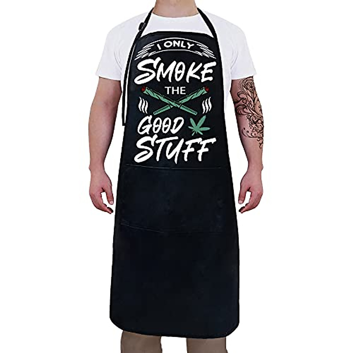 Funny Aprons For Men,Birthday Gifts for Dad,Marijuana Gifts,Bbq Apron for Men,Smoking Apron,Weed Apron,Grilling Aprons for Men,Fathers Day Men With Pockets Black Grill Cooking Chef Grilling Apron