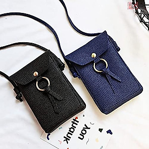 PKSANIT Leather Crossbody Bag, Mini Cell Phone Purse Wallet Fashion Travel Shoulder Bag (Black)