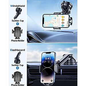 Comboproof Car Phone Holder Mount, Adjustable Car Phone Mount for Car Truck, 360 Degree Rotation Phone Mount for Windshield, Universal Dashboard Phone Holder for Cell Phone