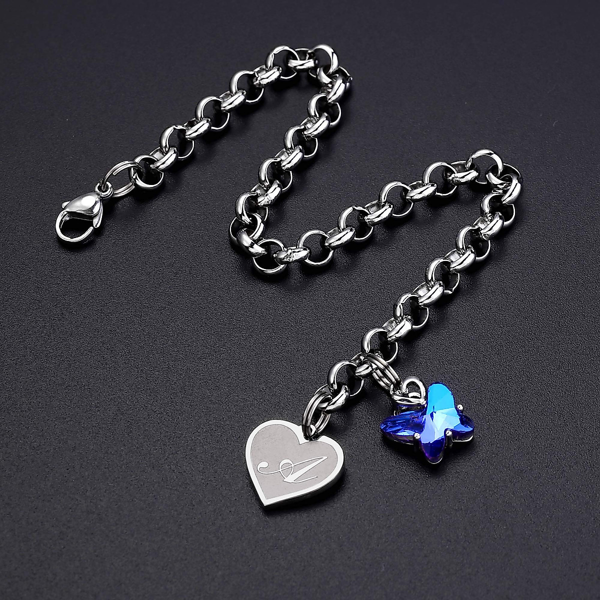 IEFWELL Girls' Charm Bracelets - Butterfly & Heart Initial C Bracelets for Teenage Girls' Gifts