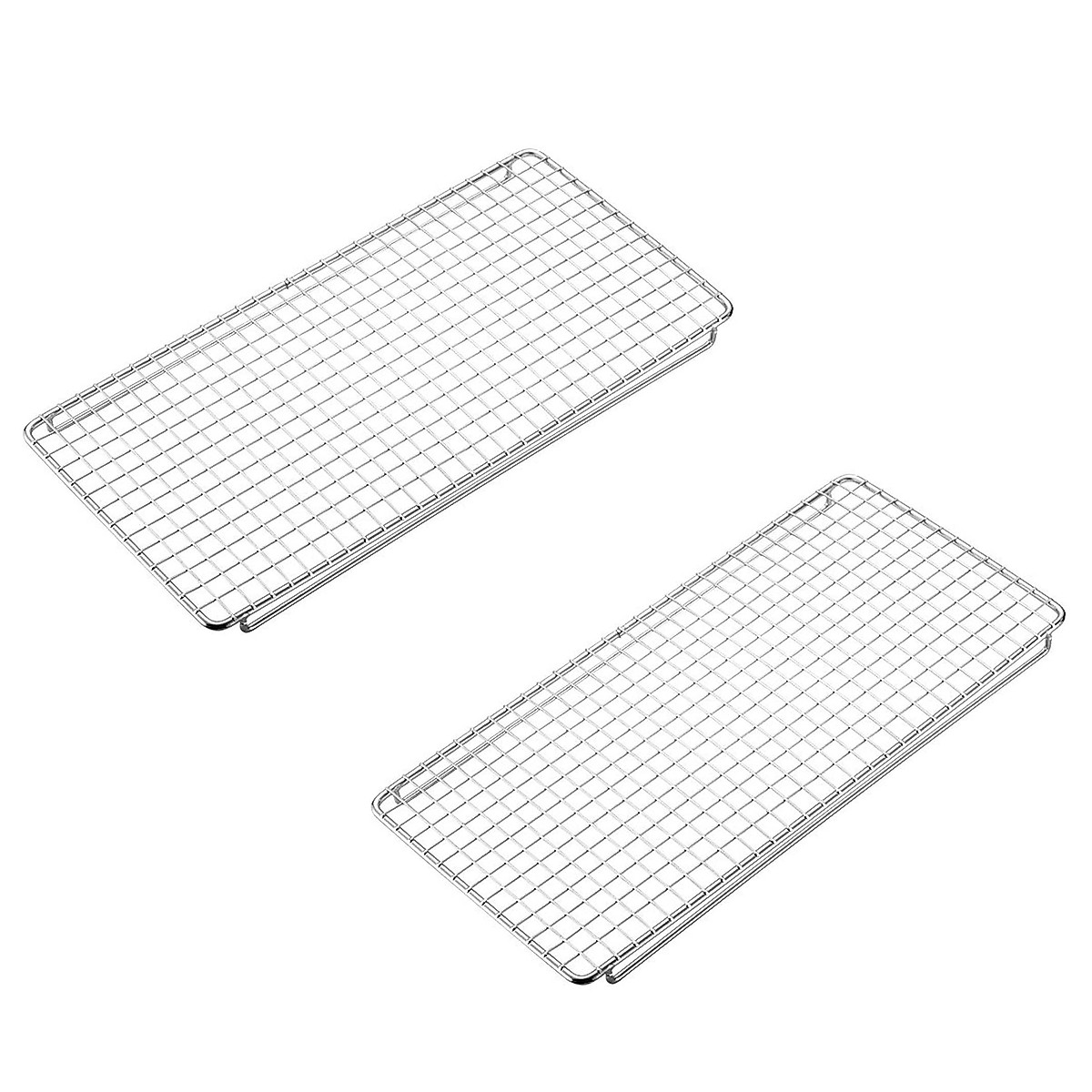 CAMPINGMOON Grill Racks Cooling Racks for Grilling Baking Cooking 304 Stainless Steel 2pcs set W2 14"(L) x 6 ¾"(W) Grid Wire Oven safe Dishwasher-safe