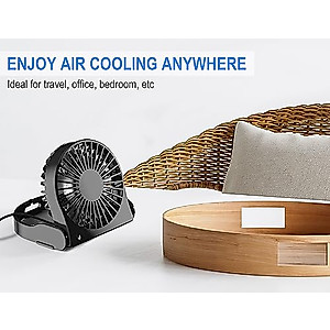 PELANZENHAU Small Table Fan - USB Powered Mini Desk Fan with 3 Powerful Speed & 360° Collapsible, Portable Little Cooling Fan Folding and Tilt Design for Travel Dorm RV Office Camping Bedroom