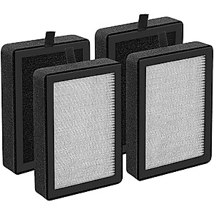 4 Pack LV-H128 Replacement Filter Compatible with LEVOIT LV-H128 / PUURVSAS (HM669A) / ROVACS (RV60) Purifiers, 3-in1 HEPA Filter, Activated Carbon Filter and Pre-Filter