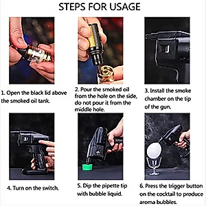 GAOMIN Cocktail Smoker Kit Smoking Gun Food Smoker Portable Smoke Infuser for Drinks Molecular Bubble Water Sprayer Handheld Drink Smoker Kit for Bar Kitchen Restaurant