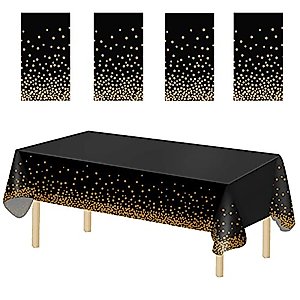Toplive 4 Pack Plastic Tablecloths for Rectangle Tables, 54”x 108” Disposable Party Table Cloths Rectangular Tables Covers for Birthday Thanksgiving Christmas Wedding Anniversary-Black