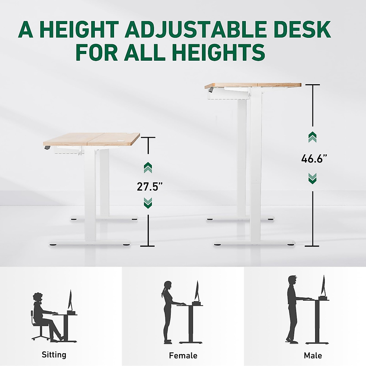 FEZIBO 48 x 24 Inches Standing Desk with Drawer, Adjustable Height Electric Stand up Desk with Storage, Sit Stand Home Office Desk, Ergonomic Computer Desk, Maple