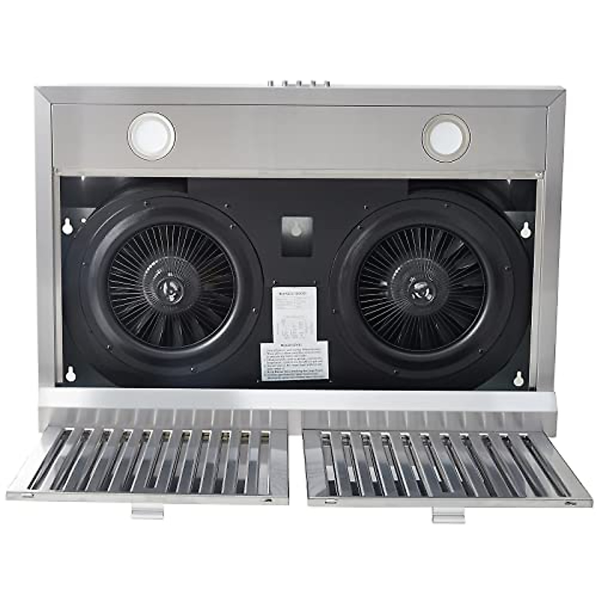 HTH 30 inch Under Cabinet Range Hood in Stainless Steel, 400 CFM Dual Motor Ducted Kitchen Stove Vent Hood with 3 Speed Exhaust Fan, 6" Top Vent, Push Button, Permanent Filters