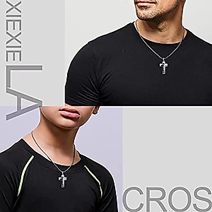 XIEXIELA Football Cross Necklace for Boys, Football Silicone Bracelets, Bible Verse I CAN DO All Things Stainless Steel Sport Pendant for Men Rugby Ball Athletes Sports Lover Bracelets
