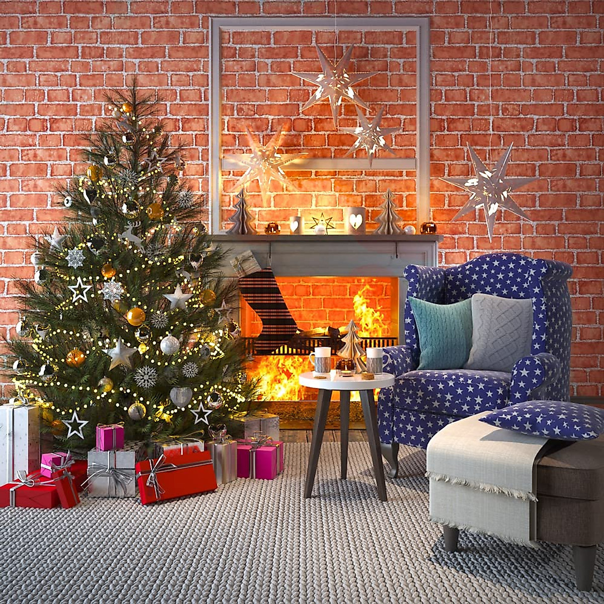 Cohoo Home Red Peel and Stick Wallpaper Brick Contact Paper 18” ×118” Faux 3D Brick Wall Paper Red Self Adhesive Wallpaper Removable Wallpaper Brick Backsplash Stick and Peel Vinyl Film