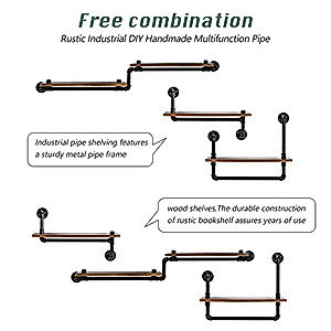Self Control Industrial Retro Wall Mounted Pipe Shelving Brackets,Rustic Metal DIY Floating Shelves,Wall Shelf Unit Bookshelf,Hanging Iron Wall Decor for Kitchen,Office,Living Room,Bedroom (1-U-Tier)