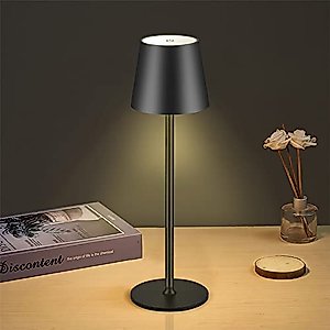 IMQSQIK Cordless Table Lamps USB Rechargeable Simplicity Desk Lamp Built-in 4600 mAh Battery LED Battery Operated lamp with Touch Control Table lamp - Bedroom/Desk/Reading/Patio(Black)