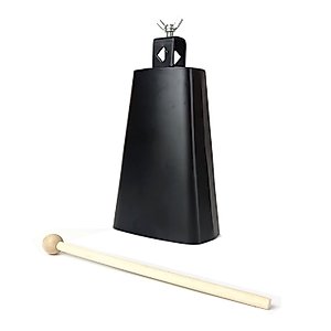 LOONELO Cow Bell with 7 inch,Metal Steel Cow Bell with Drum Stick for Drumset Kit Percussion,Noise Makers for Sporting Events Wedding Party Concert