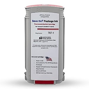 Save On Postage Ink Compatible PB 787-1 Red Postage Machine Ink - Cartridge for Sendpro P/Connect+ Series Mailing System, 787-1 Extra High Yield Red Ink Cartridge - Postage Meter Cartridge