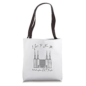 Washington DC Temple, I love to see my temple, calligraphy Tote Bag