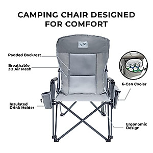 Camphor Designs Heavy Duty Portable Folding Camping Chair for Adults with Comfy Padded Backrest | for Outdoor & Sports, Backpacking, Beach, Lawn, Hunting, Tailgating, Fishing | Supports 400 Lbs