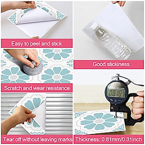 Peel & Stick Floor Tiles Vinyl Flooring 8"x8", Suitable for Wall, Floor, Kitchen, Bathroom, Pet House 10 Sheets (8x8 inches, Tamensa Encaustic, 10)