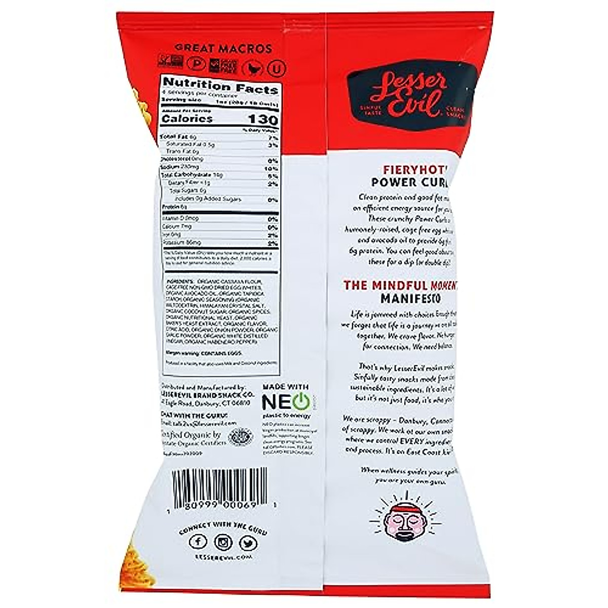 LesserEvil Fiery Hot Power Curls, 4 OZ