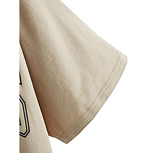 SOLY HUX Women's Graphic Oversized Tees Letter Print Summer Tops Vintage Half Sleeve Loose Casual T Shirts Khaki L