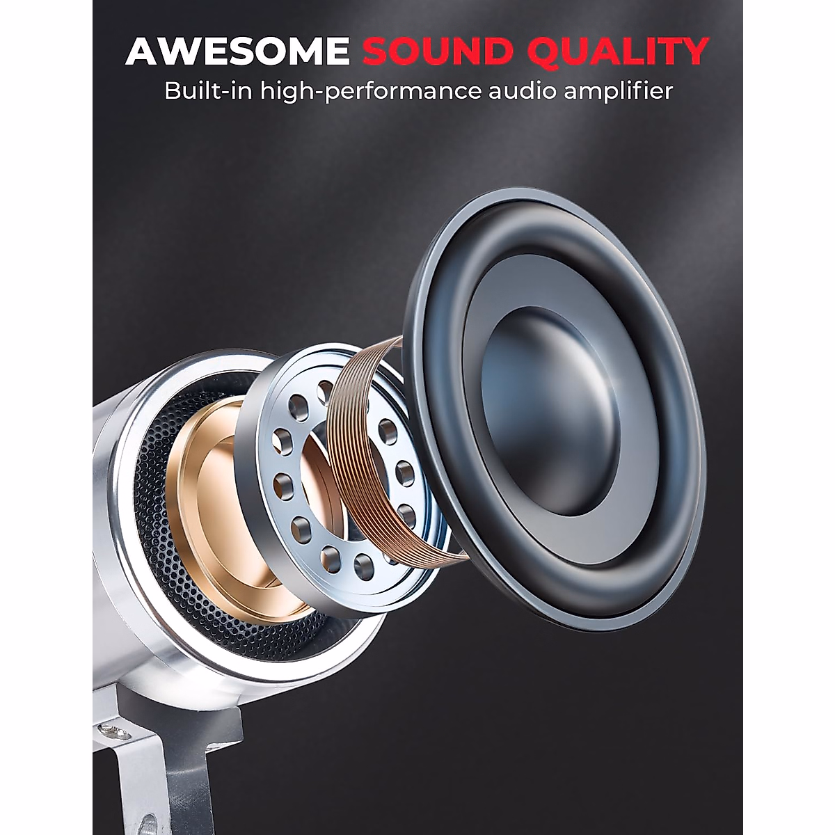 KEMIMOTO Motorcycle Speaker, ATV Motorcycle Stereo Speaker, Waterproof Motorcycle Radio Sound Bar 0.7-1 in, 60 Watts Max Built-in Amplifier, AUX in, USB, Bluetooth-Compatible, FM Radio, Silver