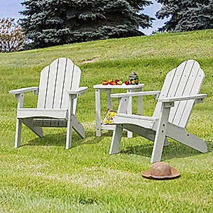 LUE BONA Kids Adirondack Chairs Set of 4, White Poly Lumber Plastic Adirondack Outdoor Chair, Toddler Patio Chair for Fire Pit, Balcony, Backyard