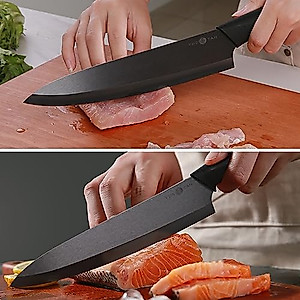YUSOTAN Ceramic Chef Knife-8" Ceramic Knife with Sharp Ceramic Blade,with Cover and Box-Versatile Kitchen Chef's Tool for Cutting, Slicing, Dicing, Chopping-Ideal for Vegetables and Fruits (Black)