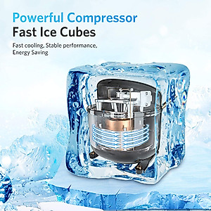 Ice Maker Machine Countertop, 40Lbs/24H Auto Self-Cleaning, 24 pcs Ice Cube in 13 Mins, FREE VILLAGE Portable Compact Ice Cube Maker, With Ice Scoop & Basket, Ideal for Home/Kitchen/Office/Bar, Silver