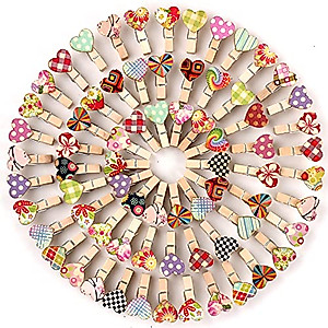 Z ZICOME 100 Pcs Mini Wooden Clothespins with Hearts for Hanging Photos Decorations for Valentine Engagement Wedding Bridal Shower Party