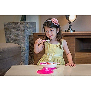 Baby Suction Bowl with Lid Snap-in Fork & Spoon - BPA Free First Stage Self Feeding Utensils - by Primo Passi |Yellow|