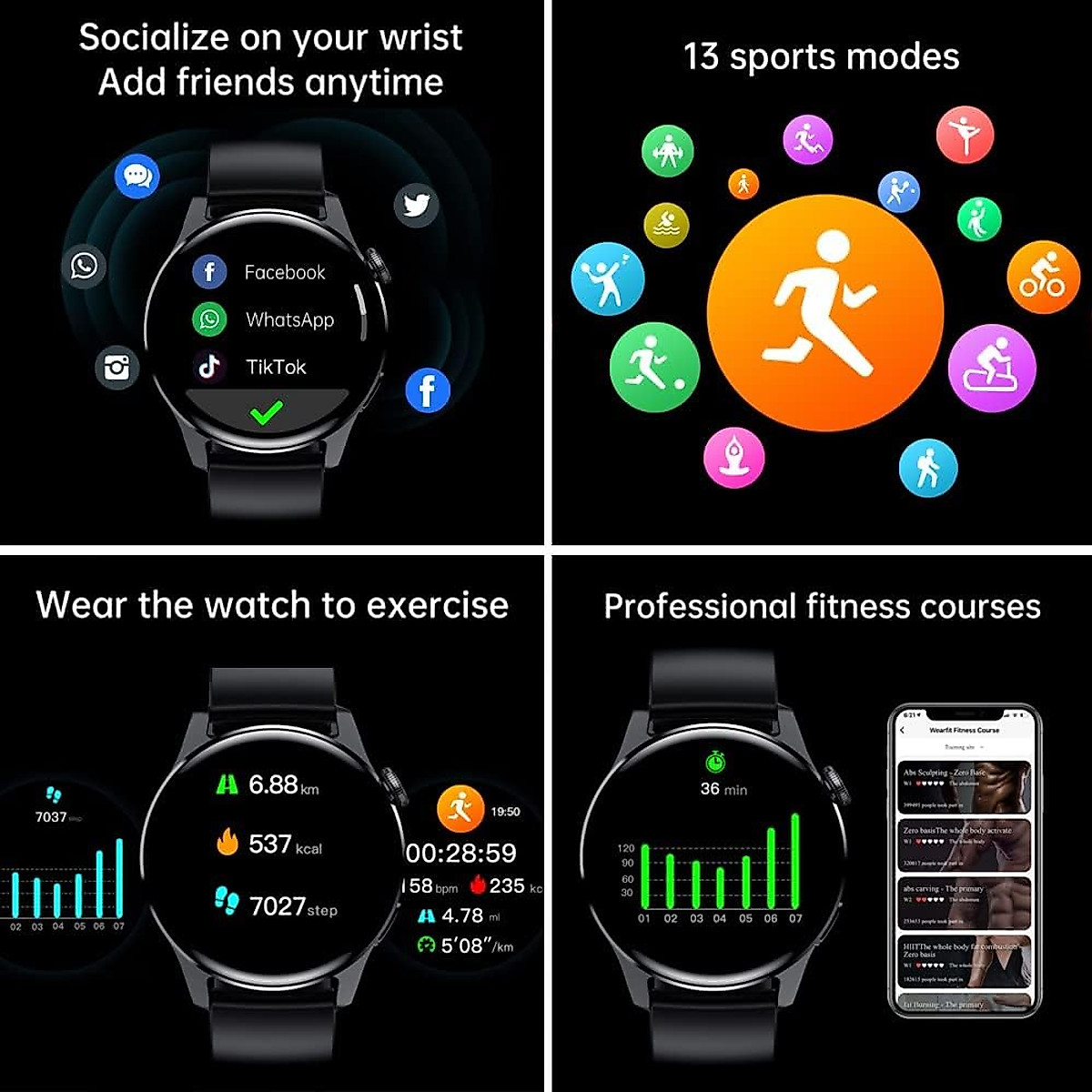 Smart Watch for Men with Split-Screen Mode Making Calls Tracking Exercise Data Fitness Tracker Heart Rate,Sleep,Blood Pressure,Blood Oxygen Monitor Compatible with Android iOS Phones