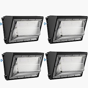 4PACK Dusk to Dawn 150W LED Wall Pack Light Fixture, 19500LM 800-1000W HPS/HID Equivalent, 5000K Daylight Commerical/Industrial Outdoor Security Lighting, ETL for Parking Lot,Warehouse,Entrance