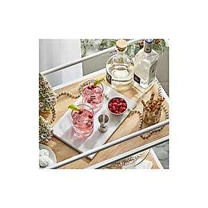 mDesign Small Slab Stone Kitchen Countertop Pastry Cutting Board, Serving Tray for Bread, Breakfast, Snacks, Cheese, Pizza, Appetizers - Use for Chopping, Cooking, Baking, Cooling - Marble