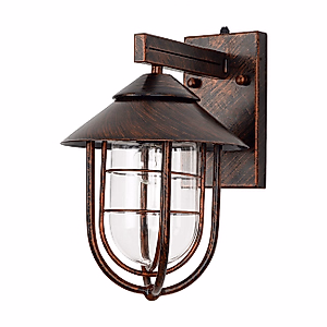 VOCLDFA Dusk to Dawn Sensor Outdoor Wall Lantern Nautical Style Outdoor Lighting fixtures Wall Mount Waterproof Outdoor Wall Sconce Retro Oil Rubbed Bronze Finish Outside Wall Lamp for Porch Yard