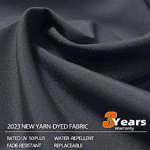 PURPLE LEAF 10 Feet Double Top Deluxe Solar Powered LED Square Patio Umbrella Offset Hanging Umbrella Outdoor Market Umbrella Garden Umbrella, Grey