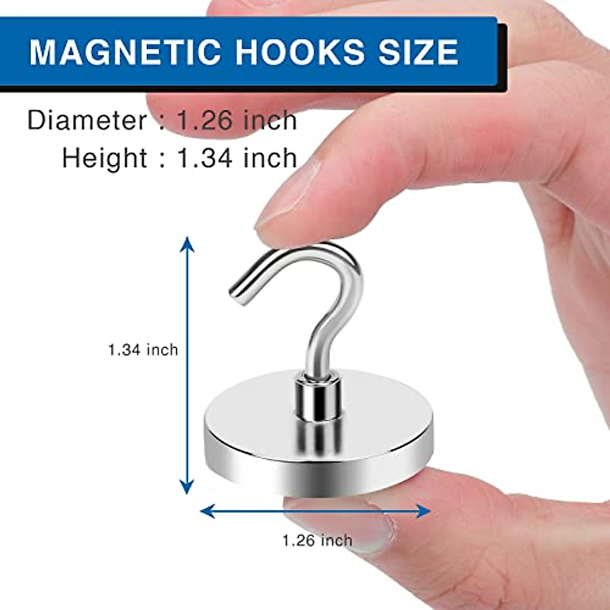 LOVIMAG Magnetic Hooks Heavy Duty, 110 lb Strong Magnetic Hooks for Hanging, Toolbox, Cruise, Office and Kitchen etc- 2 Pack