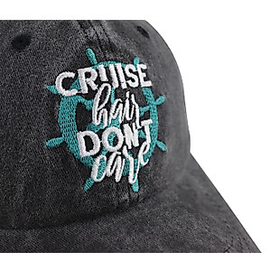 Cruise Essentials for Men Women, Cruise Hair Don't Care Hat, Adjustable Washed Cotton Embroidered Boat Sun Beach Baseball Cap, Christams Birthday Gifts for Mom Dad Friend Captain Sailors Cruise Lovers