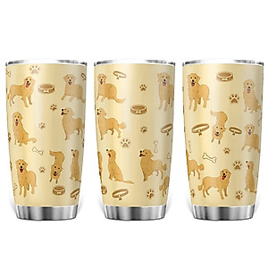 WmhrYpzhL Golden Retriever Dog Travel Mug Funny Dog Coffee Mug Stainless Steel Insulated Tumbler For Ice Drinks＆Hot Beverage Gifts Golden Retriever